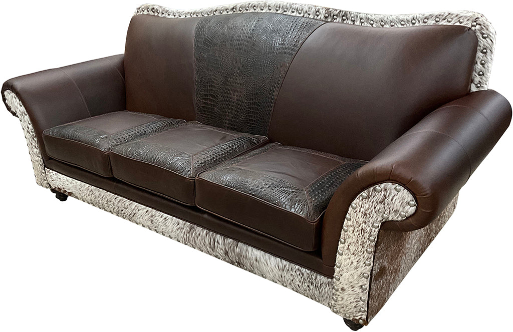 Top Hand Camelback Cowhide Sofa – Santa Fe Ranch
