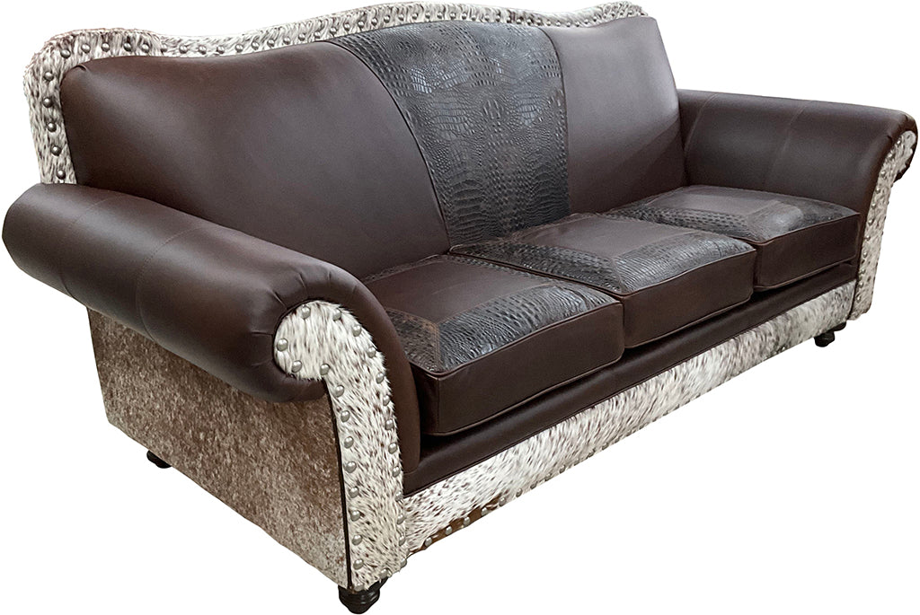 Top Hand Camelback Cowhide Sofa – Santa Fe Ranch